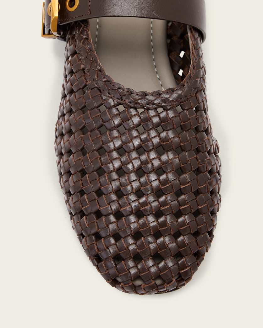 Sabine Woven Leather Flats Brown | ALLSAINTS FR